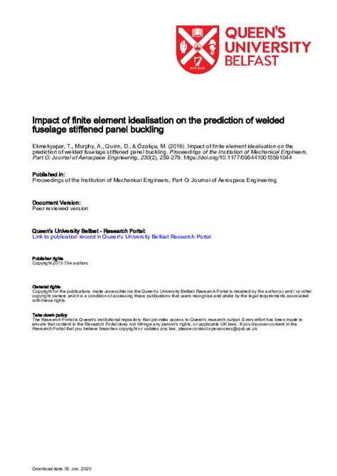 Pdf Impact Of Finite Element Idealisation On The Prediction Of Welded Fuselage Stiffened Panel