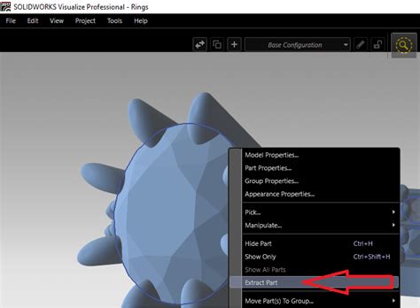 Extract Part In SOLIDWORKS Visualize TriMech Store
