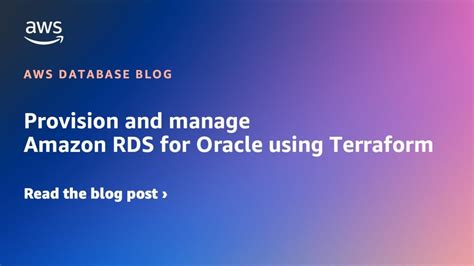 Rodrigo Prado On Linkedin Provision And Manage Amazon Rds For Oracle Using Terraform Amazon Web