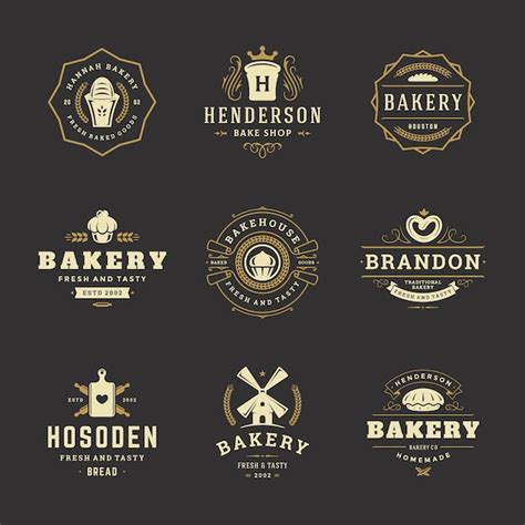 레트로 베이커리 배지 무료 벡터