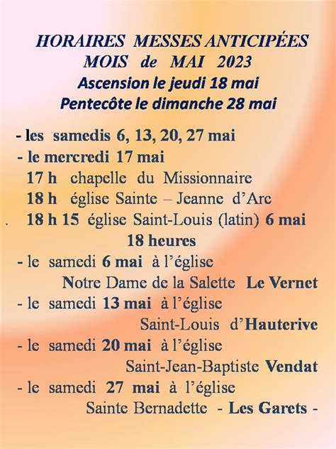 Diapo Messes Anticipa Es Mois De Mai Paroisse Notre Dame Des Sources