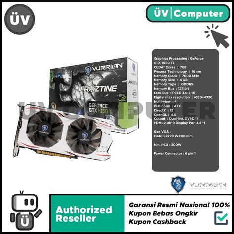 Jual VGA Card Nvidia Vurrion Geforce GTX 1050 TI 4GB DDR5 128bit White Shopee Indonesia