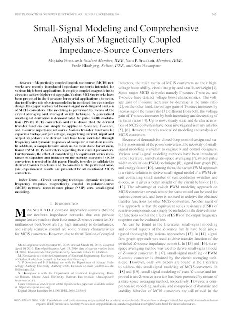 pdf small signal modeling and comprehensive analysis of magnetically