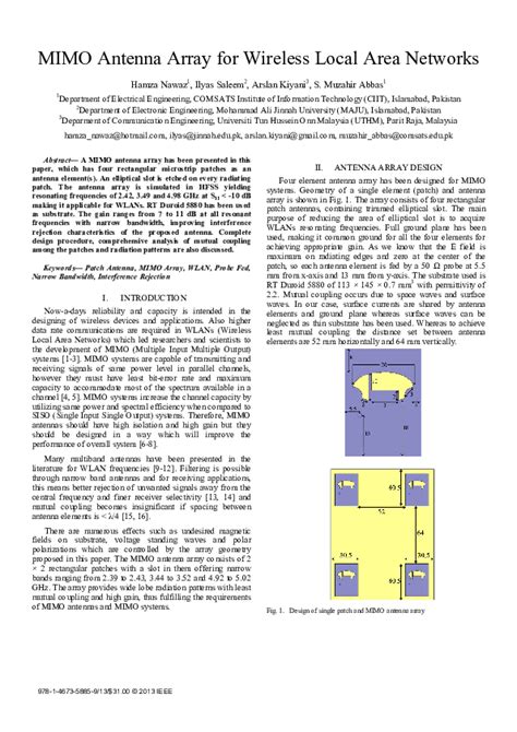 Pdf Mimo Antenna Array For Wireless Local Area Networks