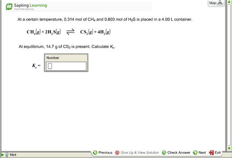 Oneclass Map Sapling Learning Macmillan Learning At A Certain Temperature 0 314 Mol Of Ch4 And