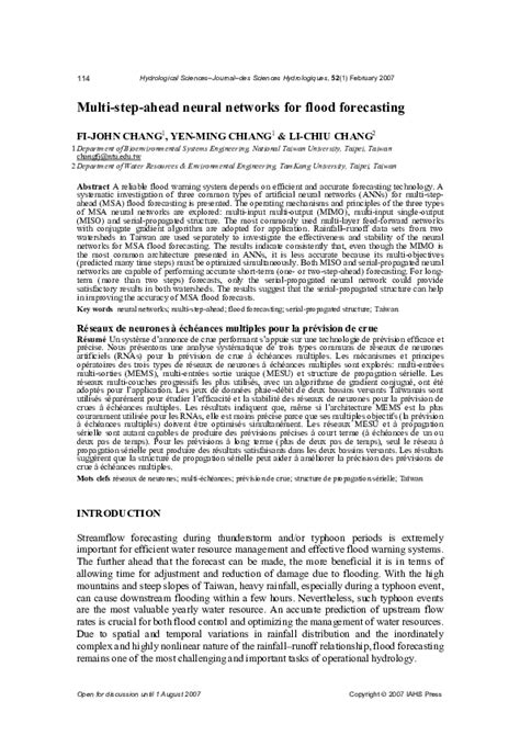 Pdf Multi Step Ahead Neural Networks For Flood Forecasting
