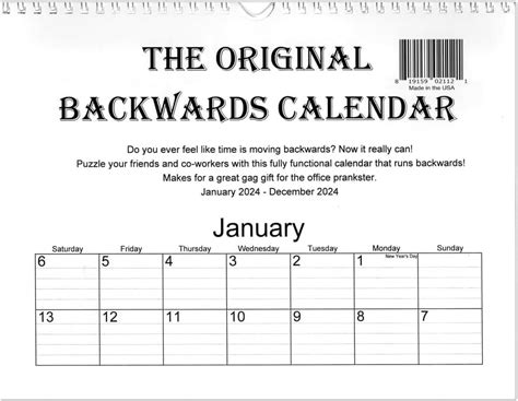 The Original Backwards Calendar 2024 12 Months Of Backward Etsy