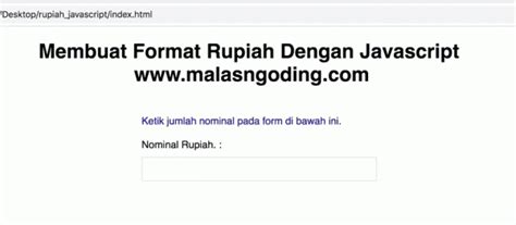 Membuat Format Rupiah Dengan Javascript Malas Ngoding