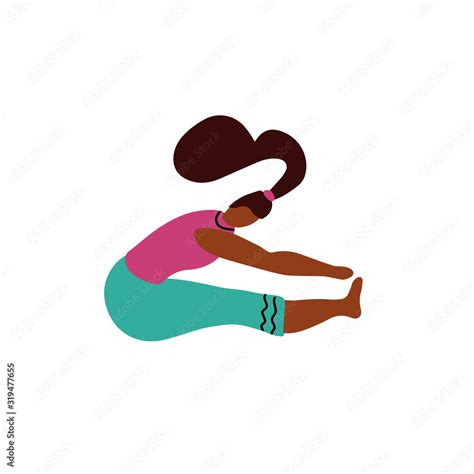 Woman Doing Seated Toe Touch Stretch Exercise Hand Drawn Illustration