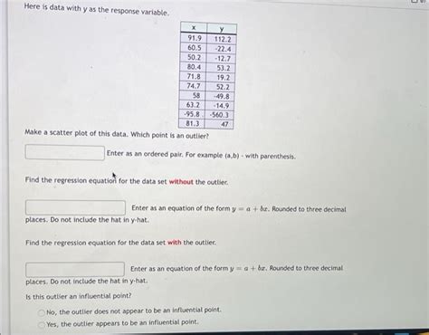 Solved Here Is Data With Y As The Response Variable Make A Chegg