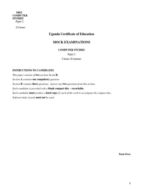 S4 Computer Paper 2 Mock Pdf Table Database Spreadsheet