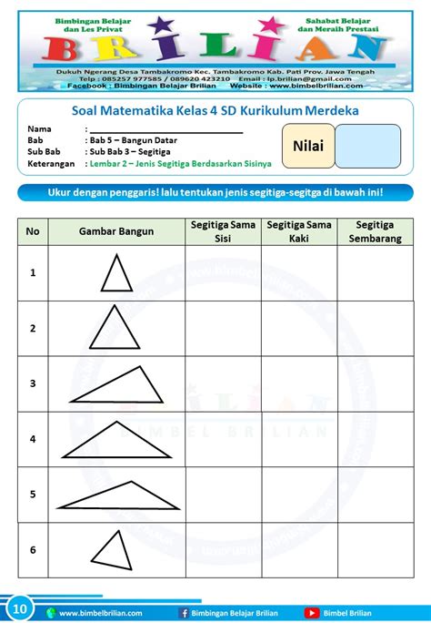 Soal Mengenal Segitiga Berdasarkan Panjang Sisinya Bimbel Brilian