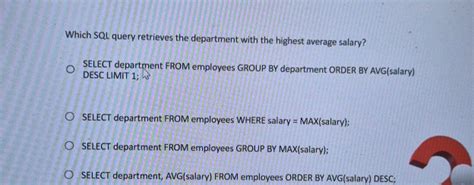 Which SQL Query Retrieves The Department With StudyX