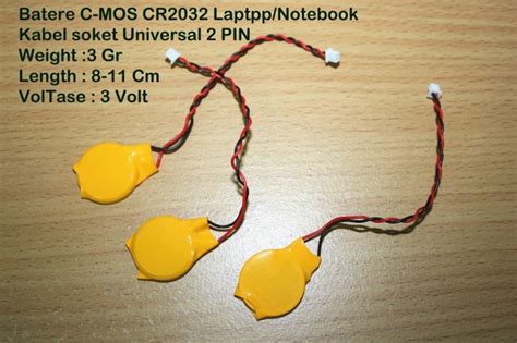 Jual Baterai CMOS Laptop Notebook CR Socket Kabel Pin Volt CETRAL Jakarta Pusat