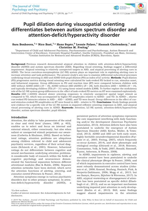 Pdf Pupil Dilation During Visuospatial Orienting Differentiates Between Autism Spectrum