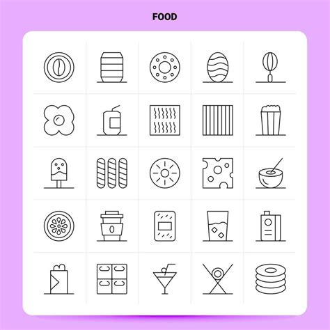 Outline 25 Food Icon Set Vector Line Style Design Black Icons Set Linear Pictogram Pack Web And