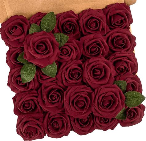 Nandt Nieting Roses Fleurs Artificielles 25 Pièces Faux Rouges Rose Avec