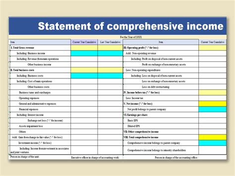 Excel Of Statement Of Comprehensive Incomexls Wps Free Templates