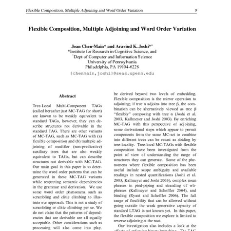 Flexible Composition Multiple Adjoining And Word Order Variation Acl Anthology