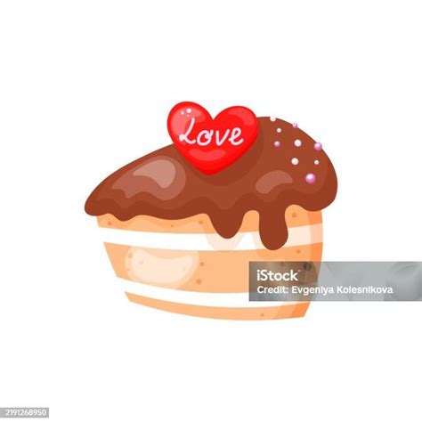 발렌타인 데이를 위한 케이크 한 조각 스톡 고립된 클립아트 와 White Background 귀여운 장식 요소 과자와 스낵 그림 휴일에 대한 그림 크리스마스 카드 스티커 0