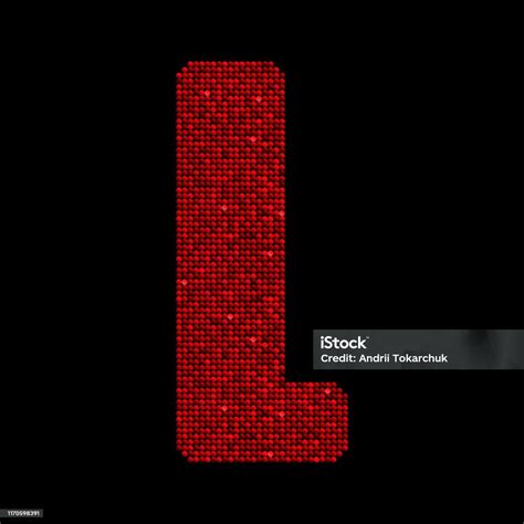 벡터 스팽글 문자 빨간색 점의 L 반짝이 글꼴 모양입니다 개념에 대한 스톡 벡터 아트 및 기타 이미지 개념 교육 금속