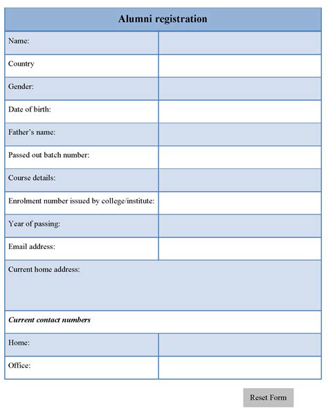 Alumni Registration Form Editable Pdf Forms