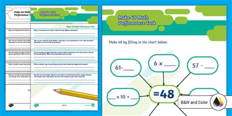 Third Grade Make 48 Math Performance Task Teacher Made