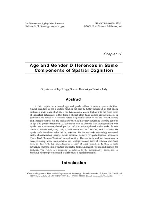 Pdf Age And Gender Differences In Some Components Of Spatial Cognition