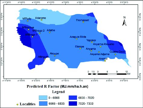 Predicted Map Of Rainfall Erosivity Or R Factor Download Scientific Diagram