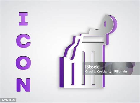 종이 잘라 회색 배경에 고립 된 깨진 고대 열 아이콘 종이 아트 스타일 벡터 0명에 대한 스톡 벡터 아트 및 기타 이미지 0명 3차원 형태 건설 산업 Istock