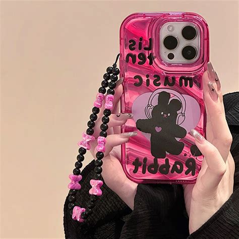 맥스팝 헤드셋 토끼 아이폰 핸드폰케이스 스트랩포함케이스