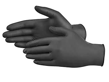 Uline Black Industrial Nitrile Gloves Powder Free 4 Mil Large S