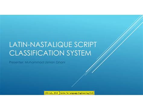 [ppt] Latin Nastalique Script Classification System Presenter Muhammad Powerpoint