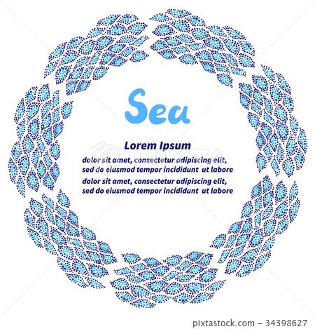 Abstract Waved Round Frame Sea Background Stock Illustration