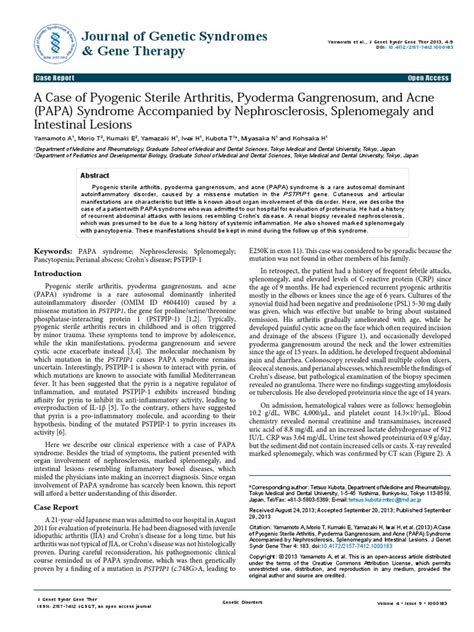 A Case Of Pyogenic Sterile Arthritis Pyoderma Gangrenosum And Acne Papa Syndrome Accompanied