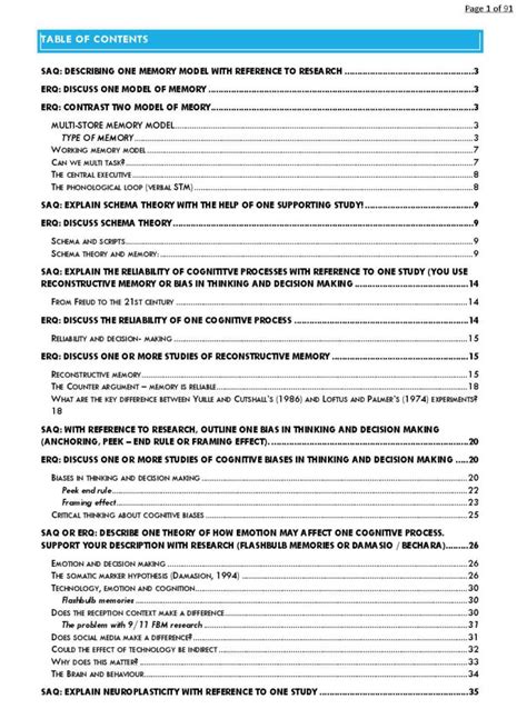 Ib Psychology Sl Exam Notes Studylast