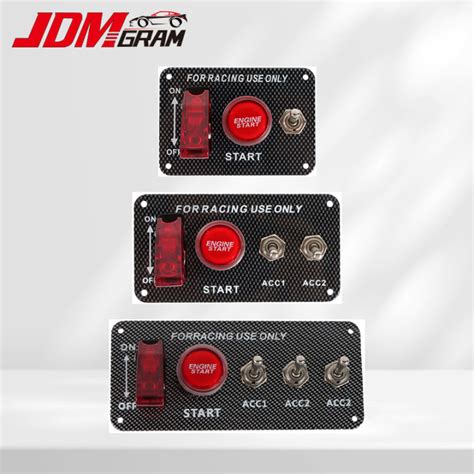 Carbon Fiber Car V LED Ignition Switch Panel Combination Universal Racing Engine Start Push