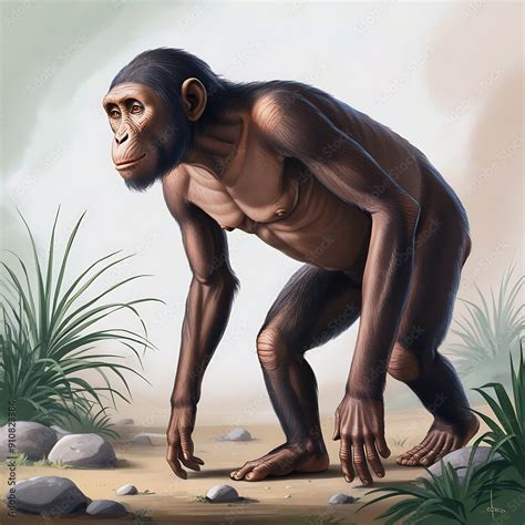 Render Neanderthal Man Illustration Of Early Homonid Ape Man Homo