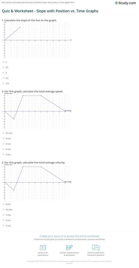 position vs time graphs worksheet