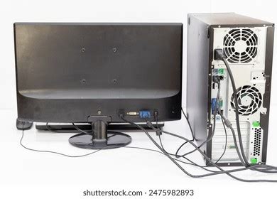 Backside View Desktop Computer Monitor Connected Stock Photo 2475982893 Shutterstock