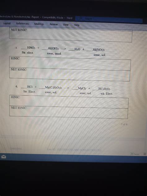 Solved Electrolytes And Nonelectrolytes Report