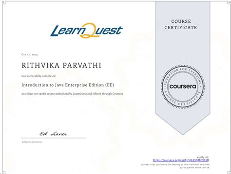 Rithvika Parvathi On Linkedin Javaenterprise Courseracertification Professionaldevelopment