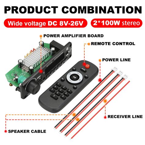 NEW 200W Amplifier Bluetooth DIY MP3 WAV Decoder Board DC 12V 100W Wireless Car USB MP3 Player