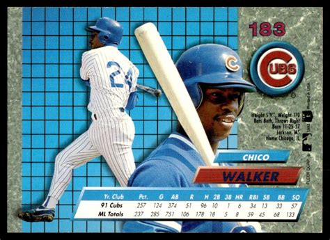 1992 Fleer Ultra 183 Chico Walker Chicago Cubs Ebay