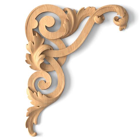 Solid Wood Acanthus Corners With Scrolls Left