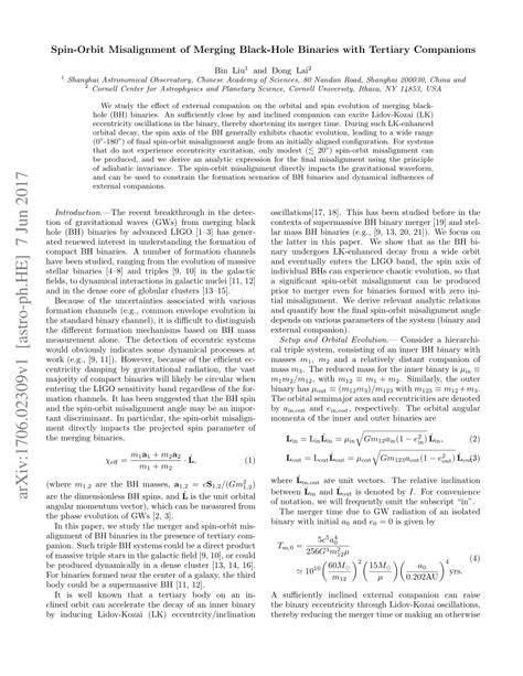 Pdf Spin Orbit Misalignment Of Merging Black Hole Binaries With Tertiary Companions