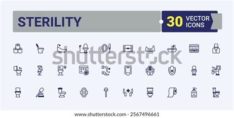 Sterility Icon Collection Contains Symbols Basin Stock Vector Royalty Free 2567496661
