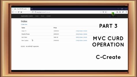 Part 3 Mvc Crud Operation Create Youtube