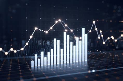 Bar And Line Graphs With Glowing Dots Suggesting Data Analysis In Tech Environment Stock