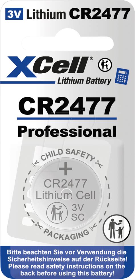Xcell Cr2477 Lithium Button Cell Cr2477 1 Unit Blister Pack At Reichelt Elektronik